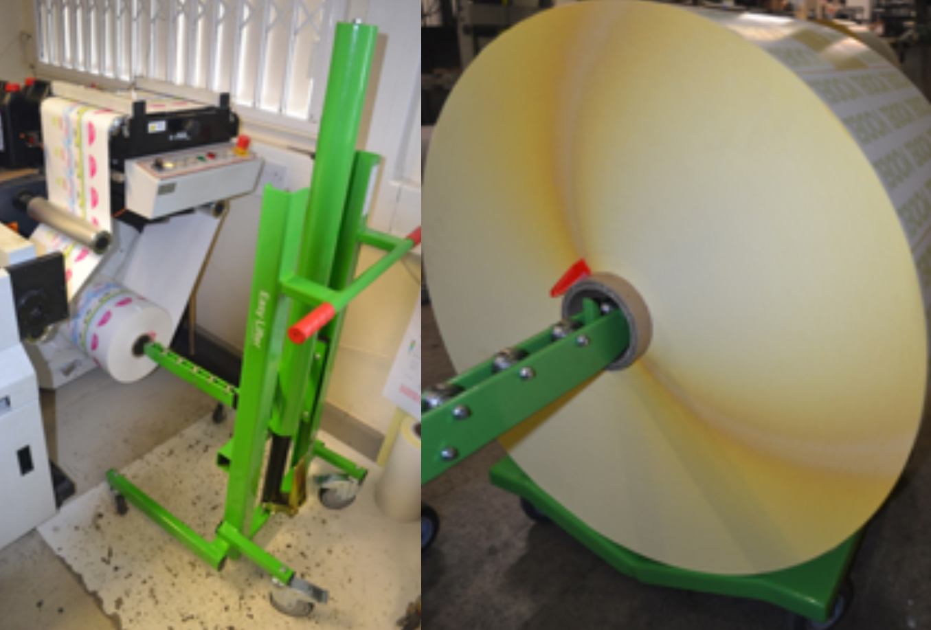 Safe Lifting of Rolls of Labels with Printing Equipment